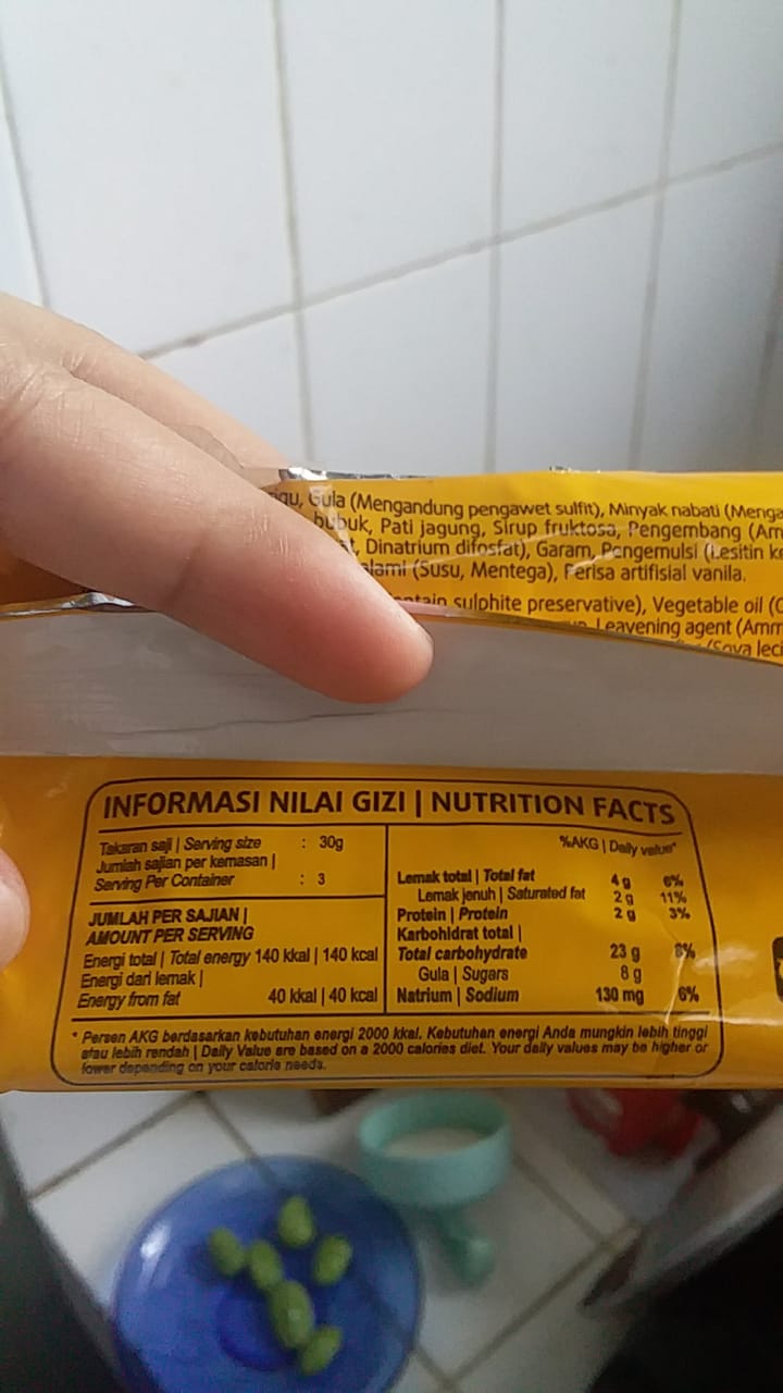 Nilai kandungan gizi Butter Cookies