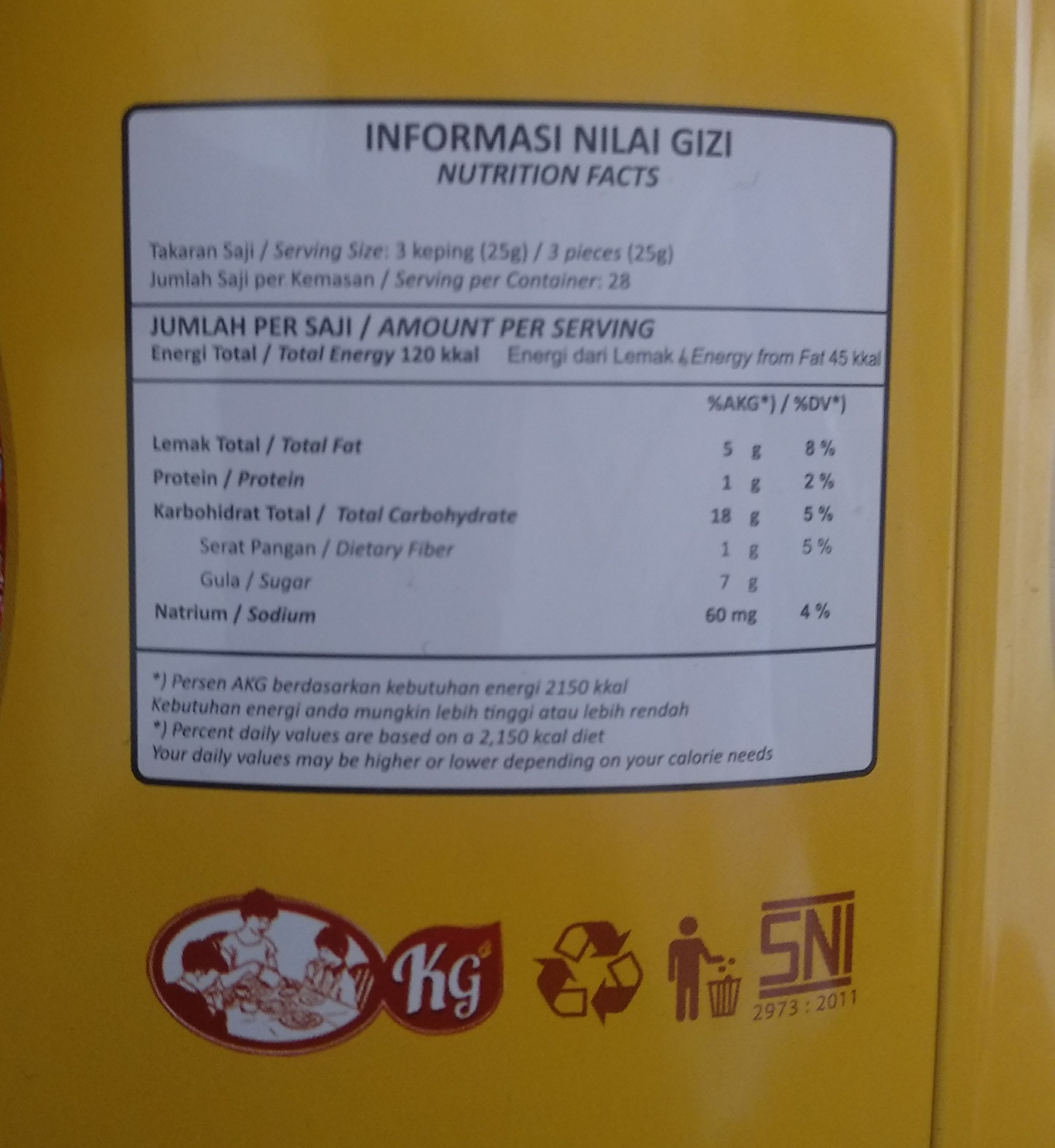 Nilai kandungan gizi Nissin Assorted Biscuits