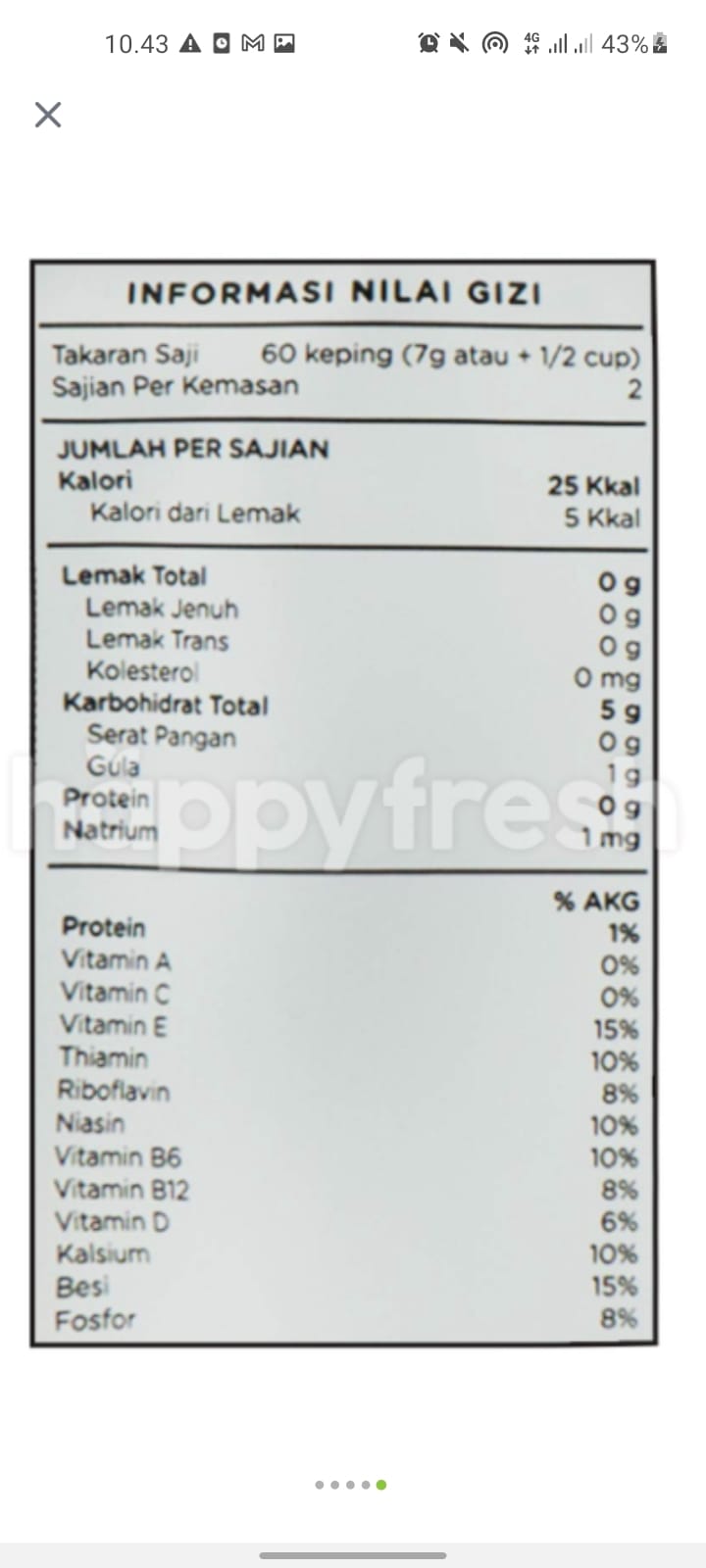 Nilai kandungan gizi Promina puffs rasa pisang