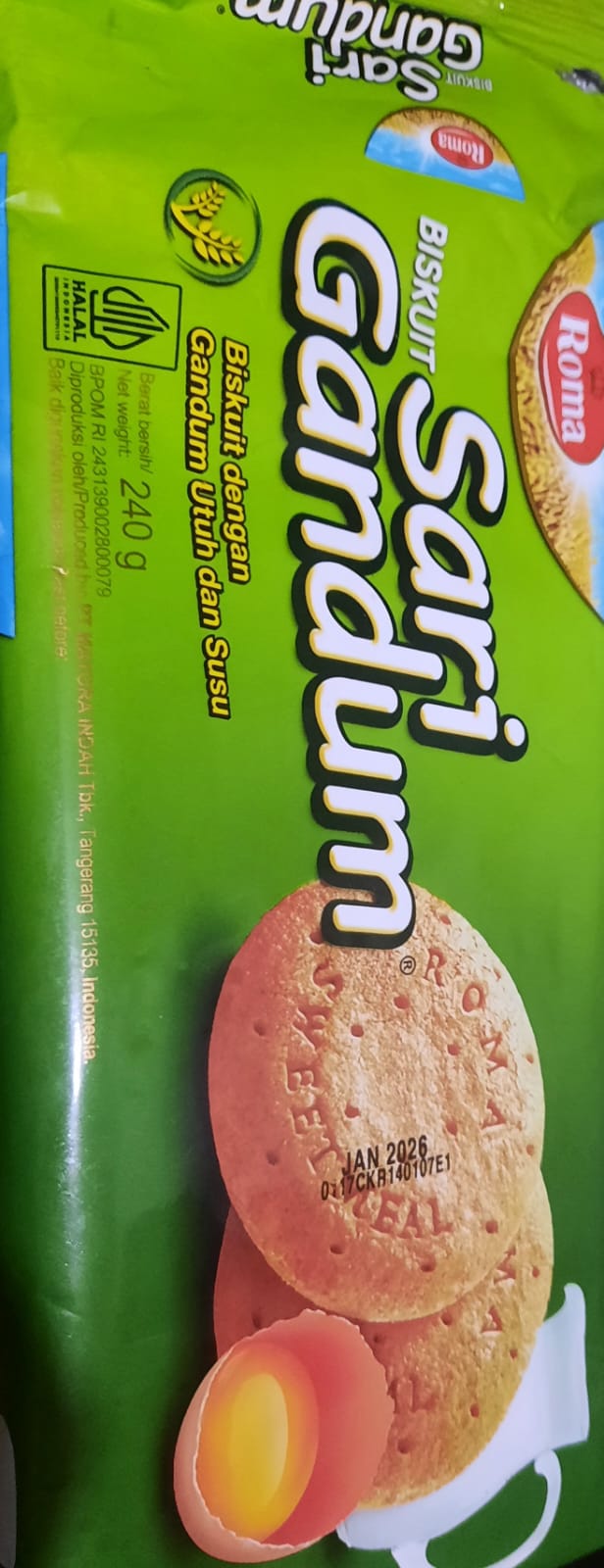 Nilai kandungan gizi Biskuit Sari Gandum