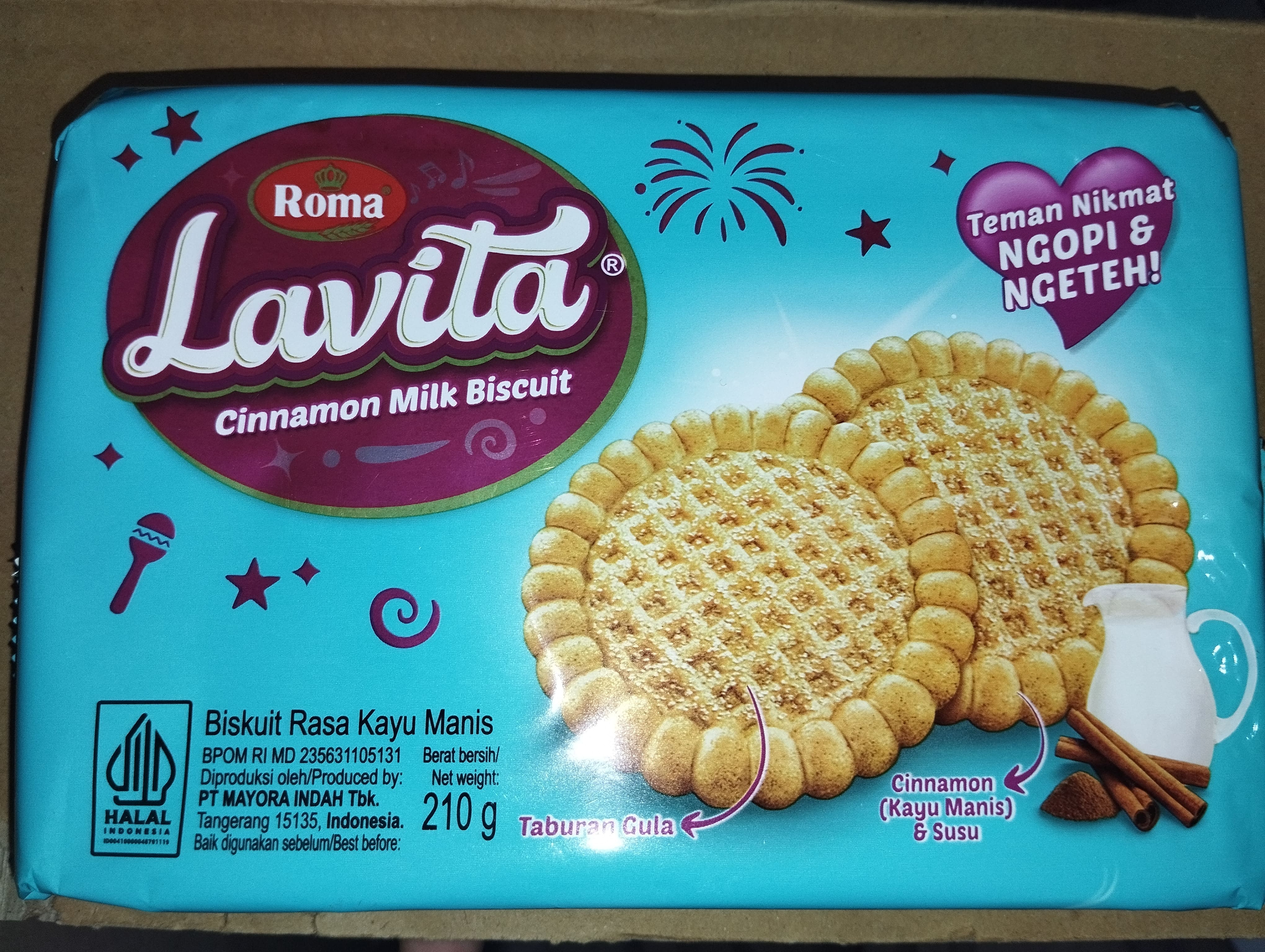 Nilai kandungan gizi Roma Lavita Cinnamon Milk Biscuit