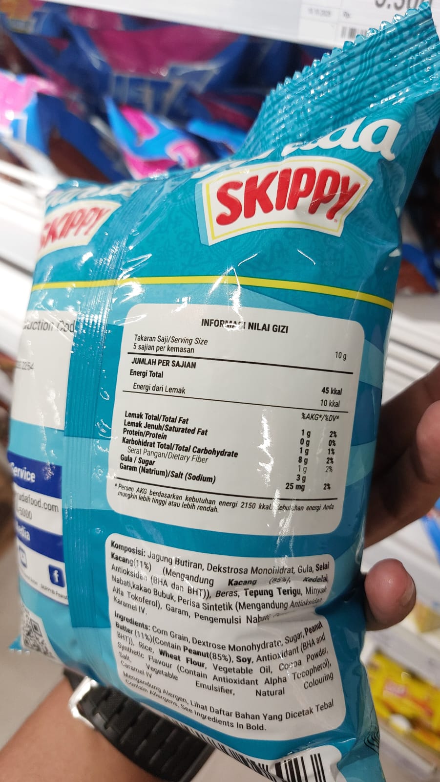 Nilai kandungan gizi Garuda Skippy Peanut Butter Mini Ball Snacks