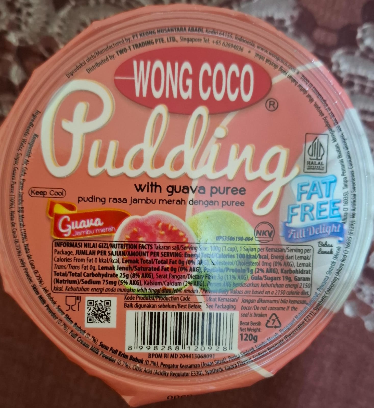 Nilai kandungan gizi Wong Coco Pudding Guava