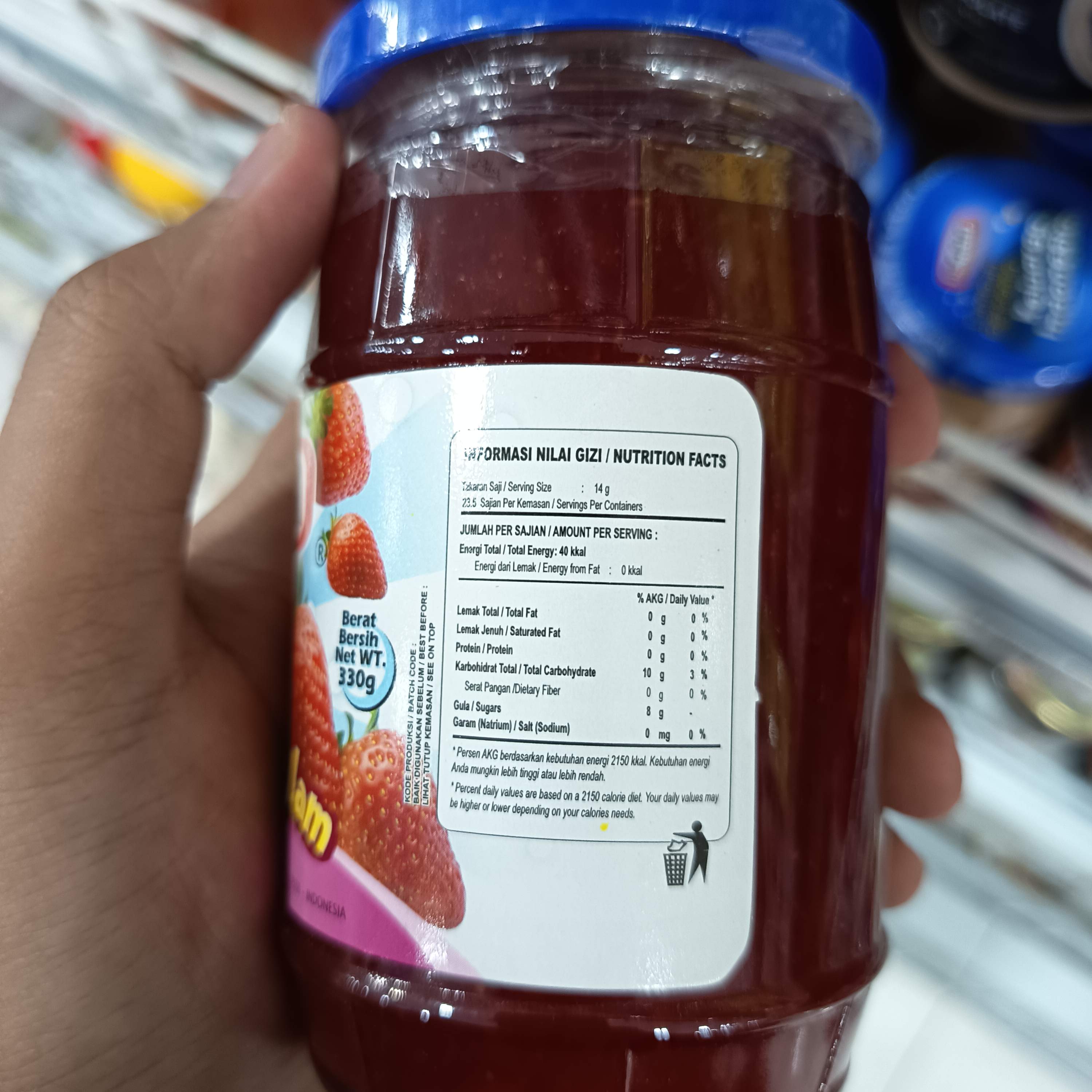 Nilai kandungan gizi Morin Strawberry Jam 330g