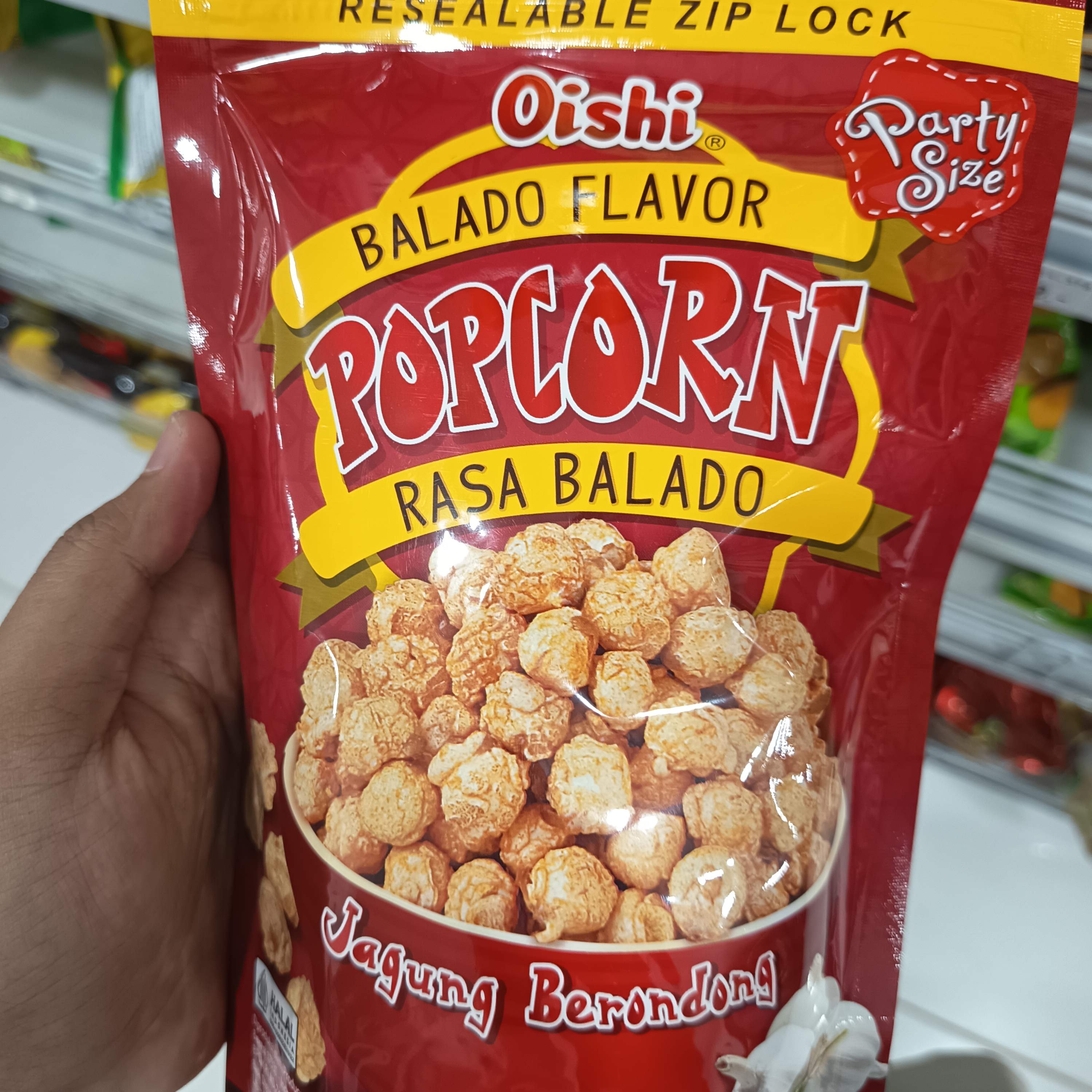 Nilai kandungan gizi Oishi Balado Flavor Popcorn