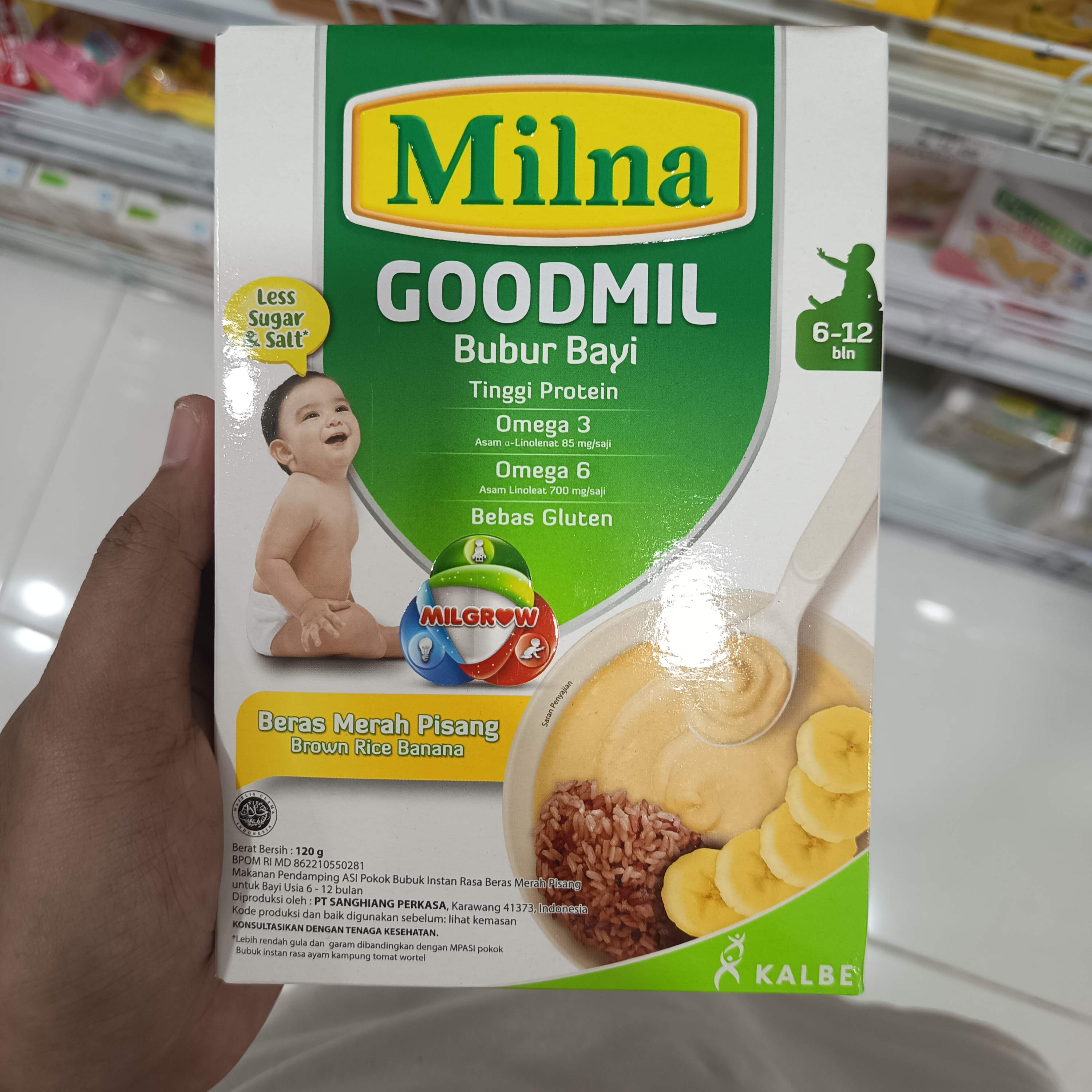 Nilai kandungan gizi Milna Goodmil Bubur Bayi Beras Merah Pisang